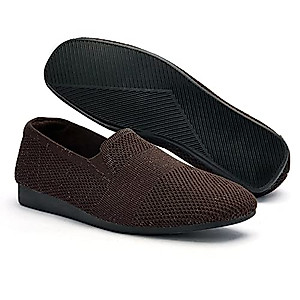 ZZS Women's Slip On Walking Shoes Mesh Loafers Tennis Casual Flat Knit Comfort Work Athletic Sneakers Dark Brown