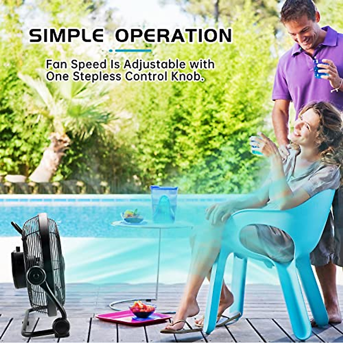 C cuculu Rechargeable Battery Operated Fan, 15000mAh Battery Powered Fan 12'' Cordless Fan with Metal Blade, High Velocity Portable Fan for Garage, Backyard, Camping, Travel.