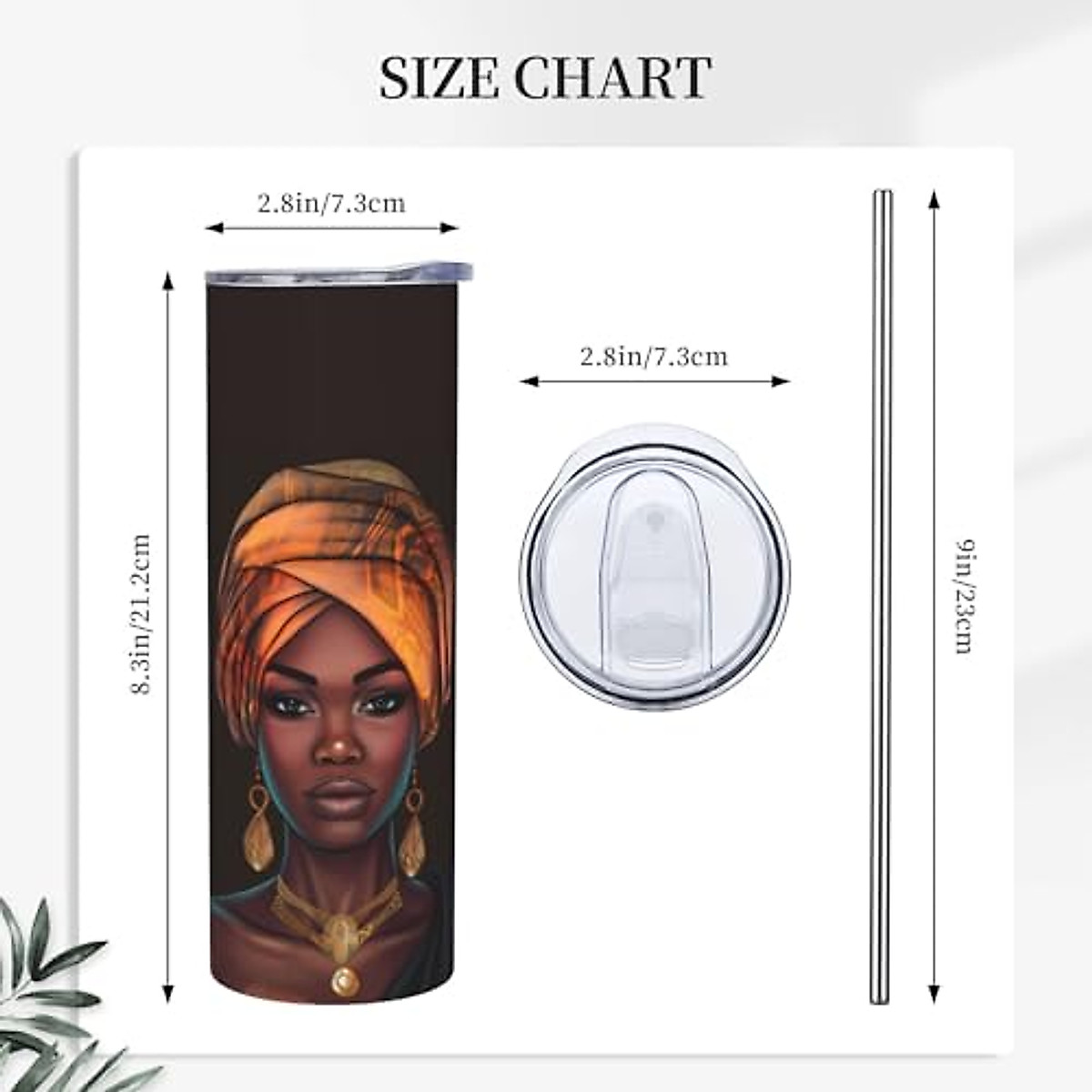 KrylDosxy African American Woman Art 20 oz Stainless Steel Cups with Lid and Straw - Insulated Iced Coffee Travel Mug, Reusable Tumbler for Hot and Cold Drinks