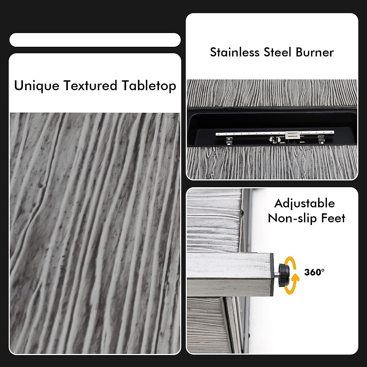 Giantex Outdoor Fire Pit Table - 43 Inch Propane Fire Pit, 50,000 BTU Gas Fire Table with Removable Metal Lid, Hideaway Tank Storage, Waterproof Cover, Lava Rocks, CSA Certificated Patio Firepit, Gray