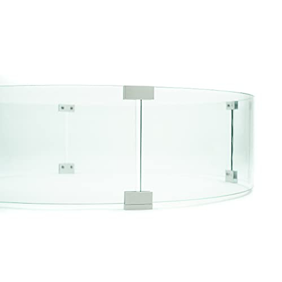 AMS Fireplace 36" Round Fire Pit Glass Wind Guard | Clear Tempered Glass Flame Protective Pane. Wind Resistant with Aluminum Corner Bracket and Rubber Feet
