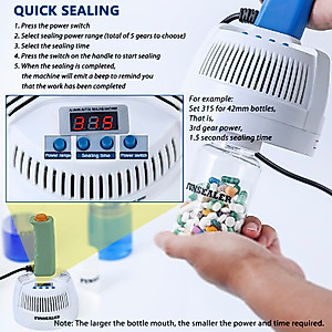FUNSEALER Induction Heat Sealer Bottle Cap Sealing Machine For Plastic Glass Bottle Cap (110&220 Dual Voltage)