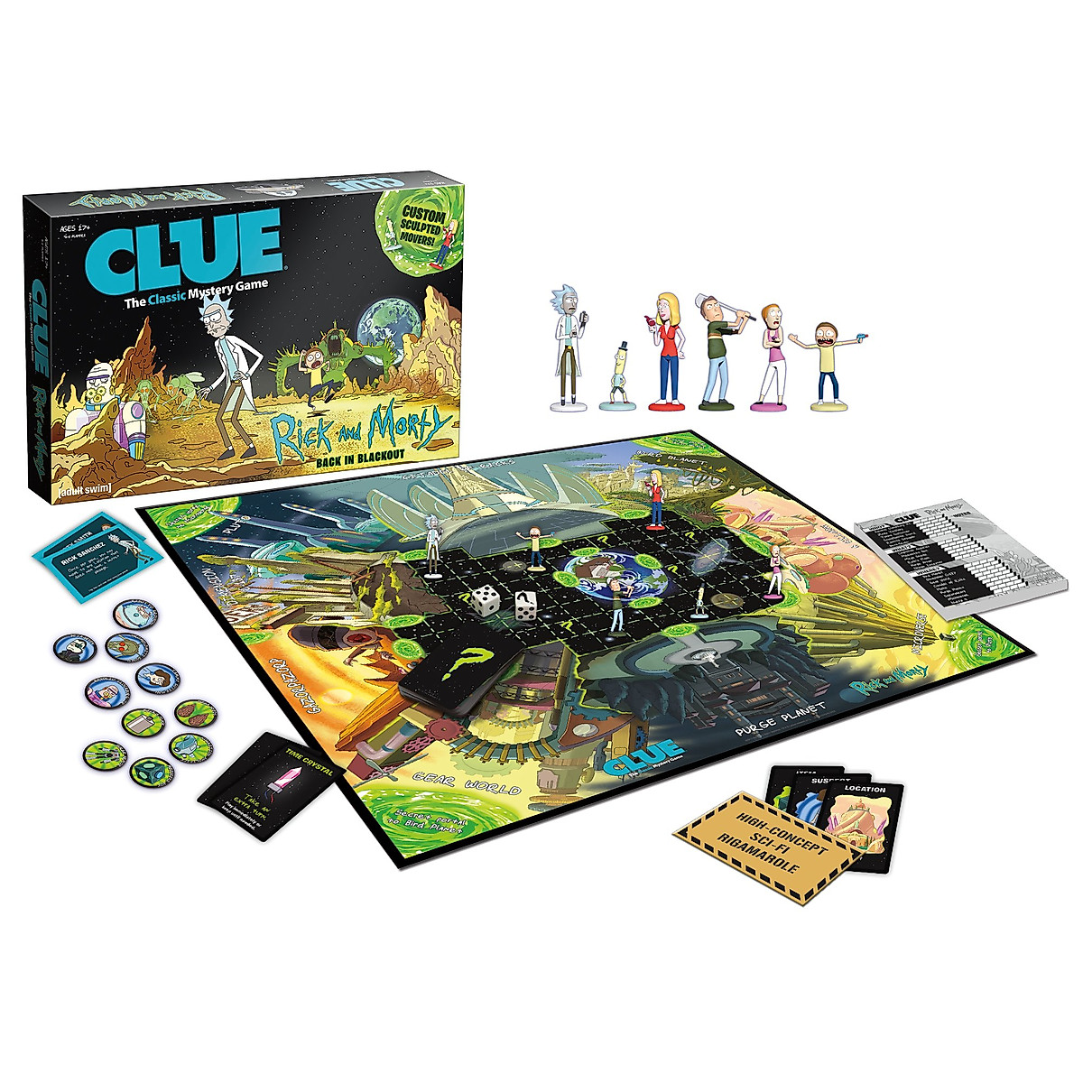 USAopoly CLUE: Rick and Morty | Featuring Characters from The Adult Swim TV Show Rick & Morty | Collectible Clue Board Game | Perfect for Rick & Morty Fans