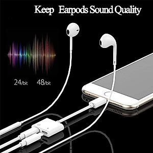 [Apple MFi Certified] 2PACK Dual Lightning iPhone Splitter & iPhone Dongle Adapter 4 in 1 Music+Charge+Call+Volume Control Compatible for iPhone 14/13/12/11/XS/XR/8/7/6/iPod/iPad