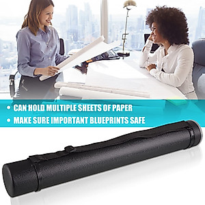 12 Pcs Black Poster Tube Bulk Extendable Blueprint Holder Expand from 24.5 to 40 Inch Portable Folder Organizer with Shoulder Straps and Lids for Maps, Documents, Drawings, Artworks, Scrolls