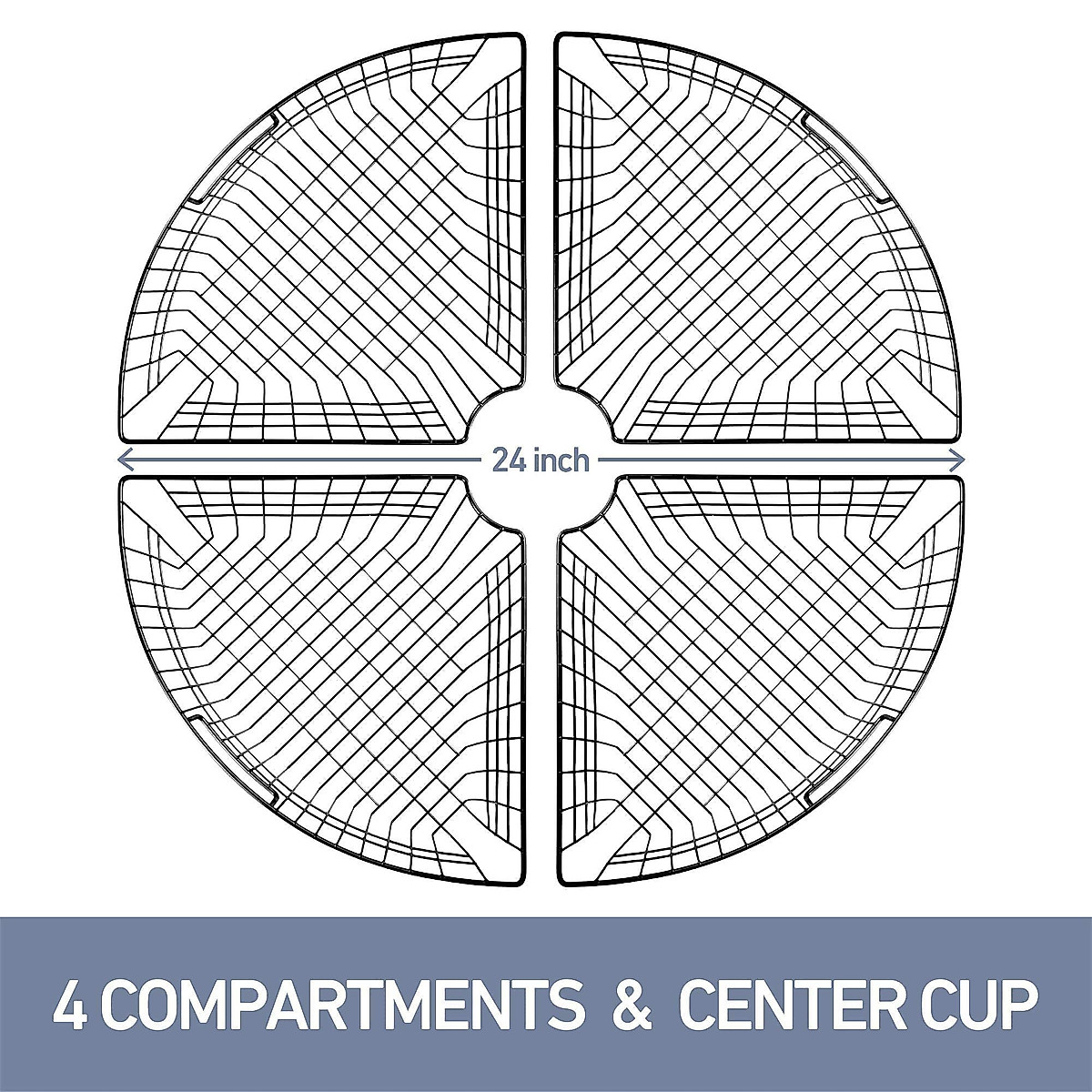 Leeden Lazy Susan Organizer Basket for 24" Diameter Turntable - 16.3" x 10.3" x 4" Metal Organizing Storage Bins (6 Packs) - Black Kitchen Cabinet Storage Organizer - 1/4 Wedge Can Organizer