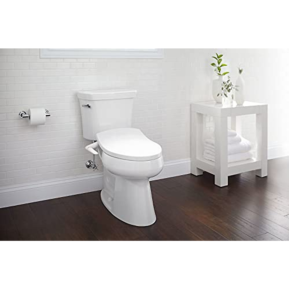 KOHLER K-5724-0 Puretide Bidet Toliet Seat, Elongated Manual Non Electric Bidet with Adjusting Spray Pressure and Position, White Quiet-Close Lid