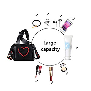 Qiayime Purses and Handbags for Women Fashion Chain Ladies PU Leather Top Handle Satchel Shoulder Tote Little Girls Heart Shaped Bow Bags Kids Purses (black-2)