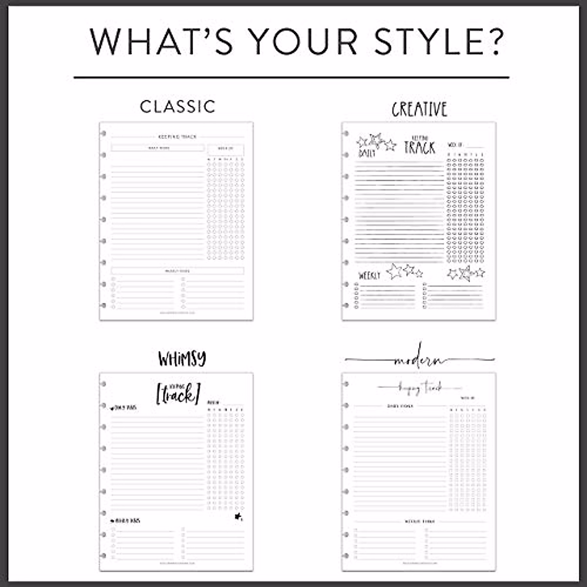 BetterNote This Week Refill Pages for Discbound Notebooks, Fits Big Happy Planner, Levenger Circa Discs, Staples Arc, Talia (Modern- 6 months, 11-Disc, 8.5"x11")