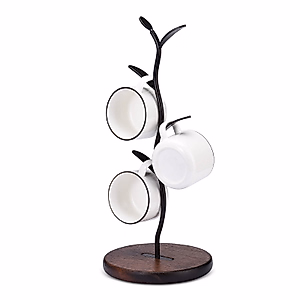 ALLCENER Mug Holder, Countertop Mug Tree, Coffee Mugs & Tea Cup Storage Rack, Coffee Counter Bar Accessory & Kitchen Organizer, Black (Single Row)