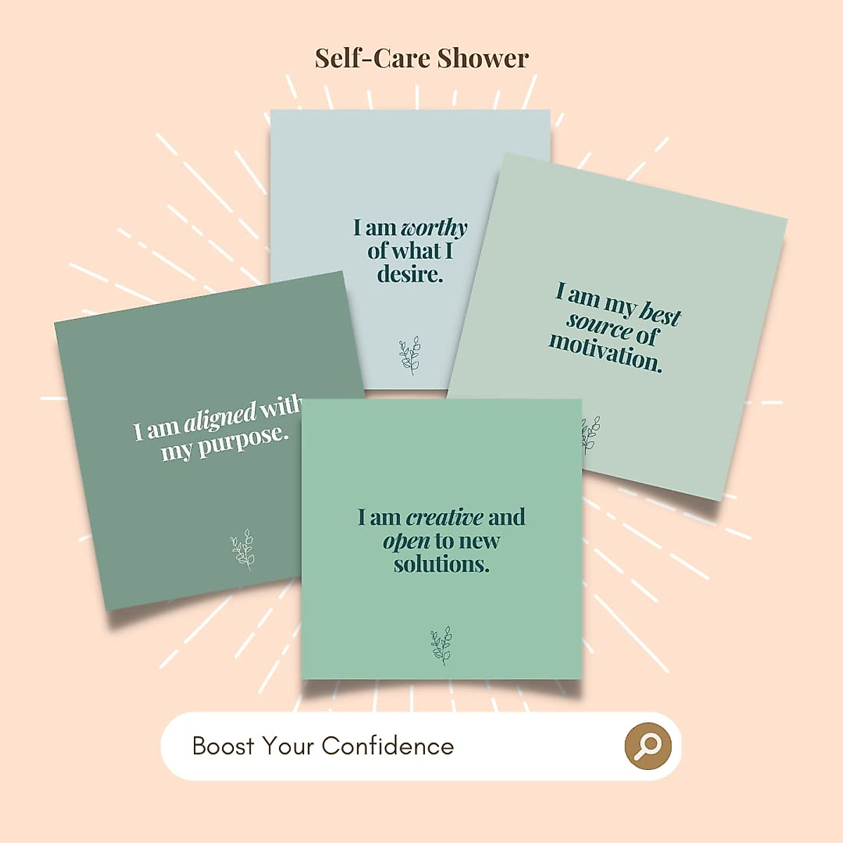 Affirmation Cards for Shower [Waterproof] Self Care Shower Positive Manifest For Women Meditation 14 Daily Motivational Quotes Gift Easy Stick & Remove Shower and Mirror USA Printed
