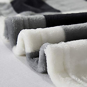 COCOPLAY W Plaid Throw Blanket, Check Blanket, All Season Microfiber Velvet Super Luxury Lightweight Warm Soft Cozy Blanket for Bed, Couch, Car (Black White Checker, Twin(60"x80"))