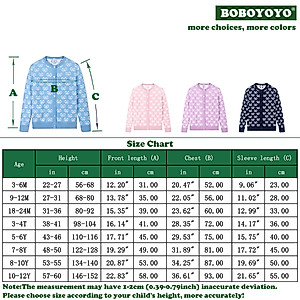 BOBOYOYO Girls Cute Cardigan 100% Cotton Girls Button Up Sweater Long Sleeve Kids Knit Cardigan Crewneck Casual Kawii Clothes