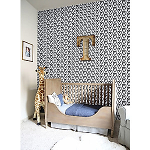 Timeet Modern Heart Wallpaper Peel and Stick Wallpaper Self Adhesive Wallpaper 17.7"x78.7" Black White Contact Paper Vinyl Removable Wallpaper Decorative for Bedroom Living Room Bathroom