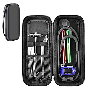 Stethoscope Case Compatible with 3M Littmann Classic III Monitoring/Lightweight II S.E/Cardiology IV Diagnostic/MDF Acoustica Stethoscopes, Extra Pocket for Doctor & Nurse Accessories (Black)