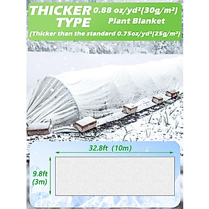 Abimars Plant Covers Freeze Protection 0.88 oz/yd², 9.8ft x 32.8ft Reusable Floating Row Cover for Garden, Frost Cloth Plant Freeze Protection, Plant Blanket for Outdoor Plants