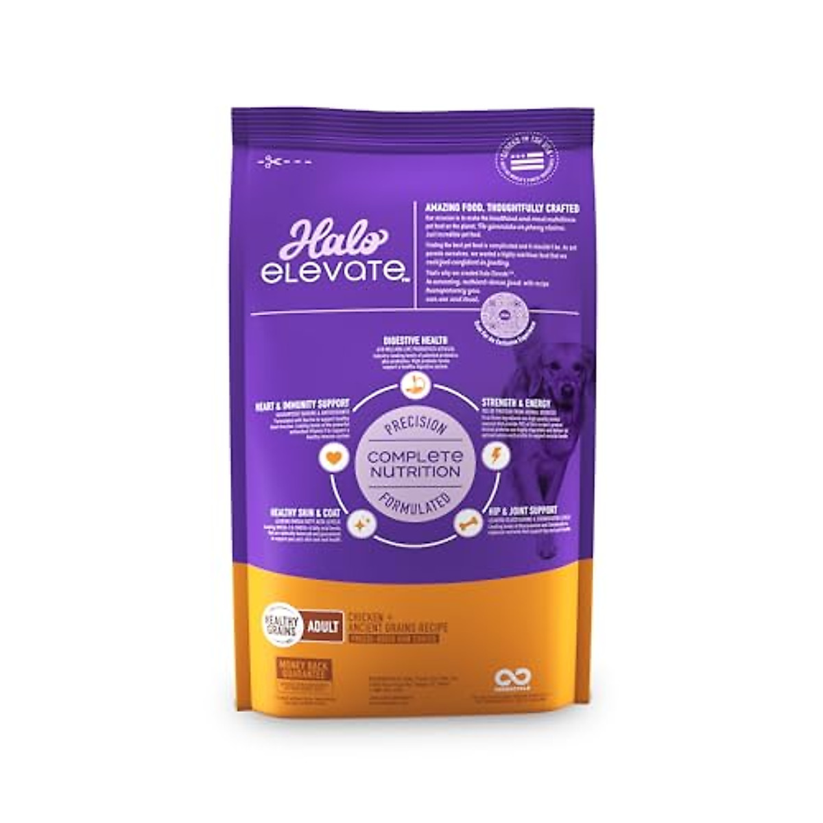 HALO Elevate Dry Dog Food, Healthy Grains Chicken Recipe, 3.5lb