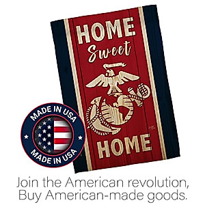 Home Sweet Marine Corps Garden Flag - Set Mailbox Hanger Armed Forces USMC Semper Fi United State American Military Veteran Retire Official - House Banner Small Yard Gift Double-Sided 13 X 18.5