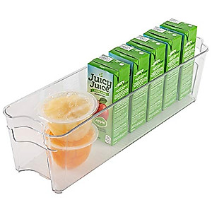 Kitchen Details 2 Pack Slim Refrigerator Shelf, Stackable Kitchen Storage, for Countertops, Cabinets, Pantry, Freezer, Handles in Clear Fridge Organizer, 14.5" x 4.25" x 4"