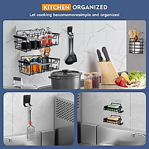 Hometu Adhesive Shower Caddy,6 Pack Rustproof Stainless Steel Bath Organizers With Large Capacity,Suction Cup Versatile Hanging Shelf,No-Drilling Bathroom Shower Organizer,Heavy Duty Shower Holder