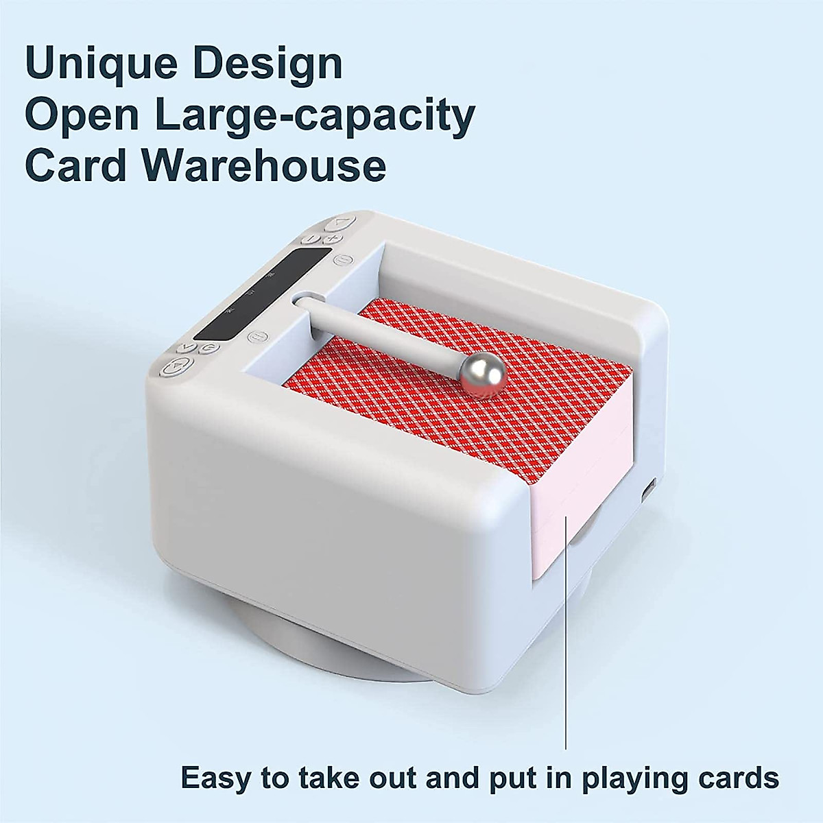VADSBO Intelligent Card Dealer Machine, Portable Electric Card Dealer Machine, 360° Rotating Card Splitting Machine, Anti-Cheating, Supports 1 to Multiple Decks of Cards, Shuffler for 2-8 People Game