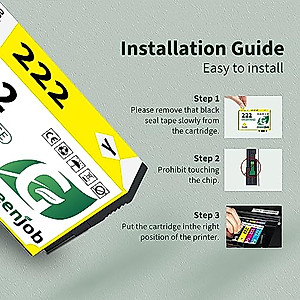 Greenjob 222XL Ink Cartridges Remanufactured Replacement for Epson 222 Ink Cartridges Combo Pack 222 XL T222 T222XL to use with Expression Home XP-5200, Workforce WF-2960 Wireless All-in-One (4 Pack)