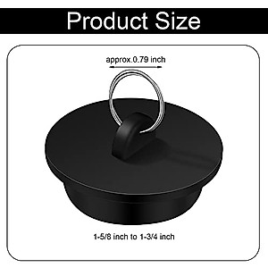 4 Pieces Tub Stopper Set Rubber Sink Stopper Drain Plug with Hanging Ring for Bathtub, Kitchen and Bathroom, Black (1-5/8'')