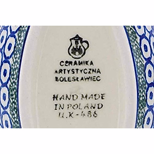 Polish Pottery 4½-inch Spoon Rest made by Ceramika Artystyczna (Water Tulip Theme) + Certificate of Authenticity