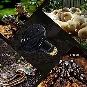 HANJION 100W Ceramic Heat Emitter, Infrared Ceramic Heater Bulbs Reptiles Heat Lamp Bulb for Pet Brooder Coop Chicken Lizard Turtle Snake Aquarium, No Light Emitting No Harm, Black-2 Pack