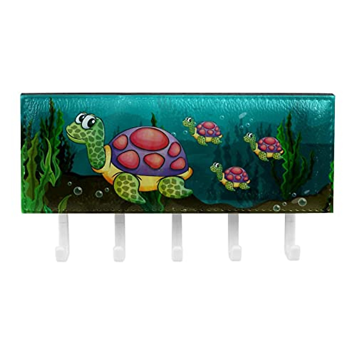 Cute Tortoise Understandturtle Babies Rack Organizer with 5 Hooks Wall Bathroom Kitchen Shelf Rack Multifunctional Storage Shelf