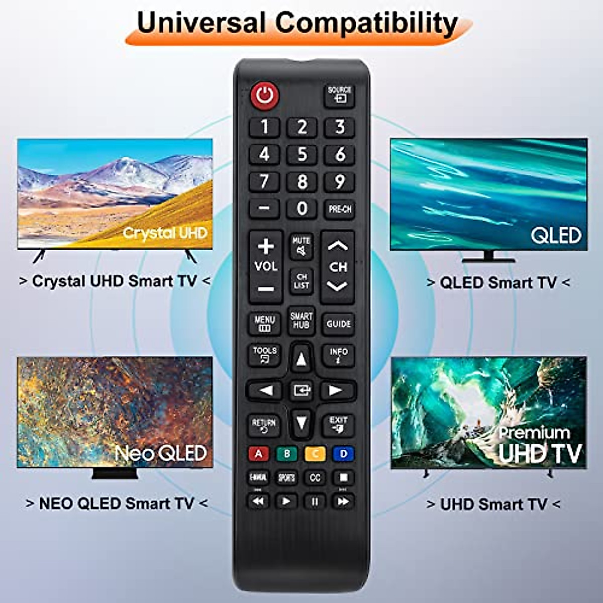 (Pack of 2) Universal for Samsung TV Remotes, Replacement for Samsung Smart TVs - LED LCD HDTV QLED SUHD UHD 4K 3D TV
