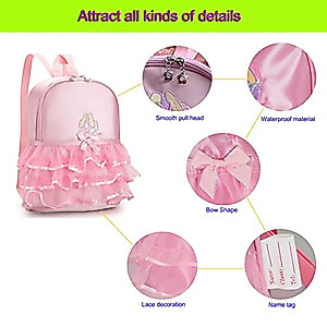 SEHXIM Cute Ballet Dance Backpack Tutu Dress Dance Bag Dance Bag for Girls Waterproof Small Duffle Bag Ballet Bags Gym Bag.(Pink)