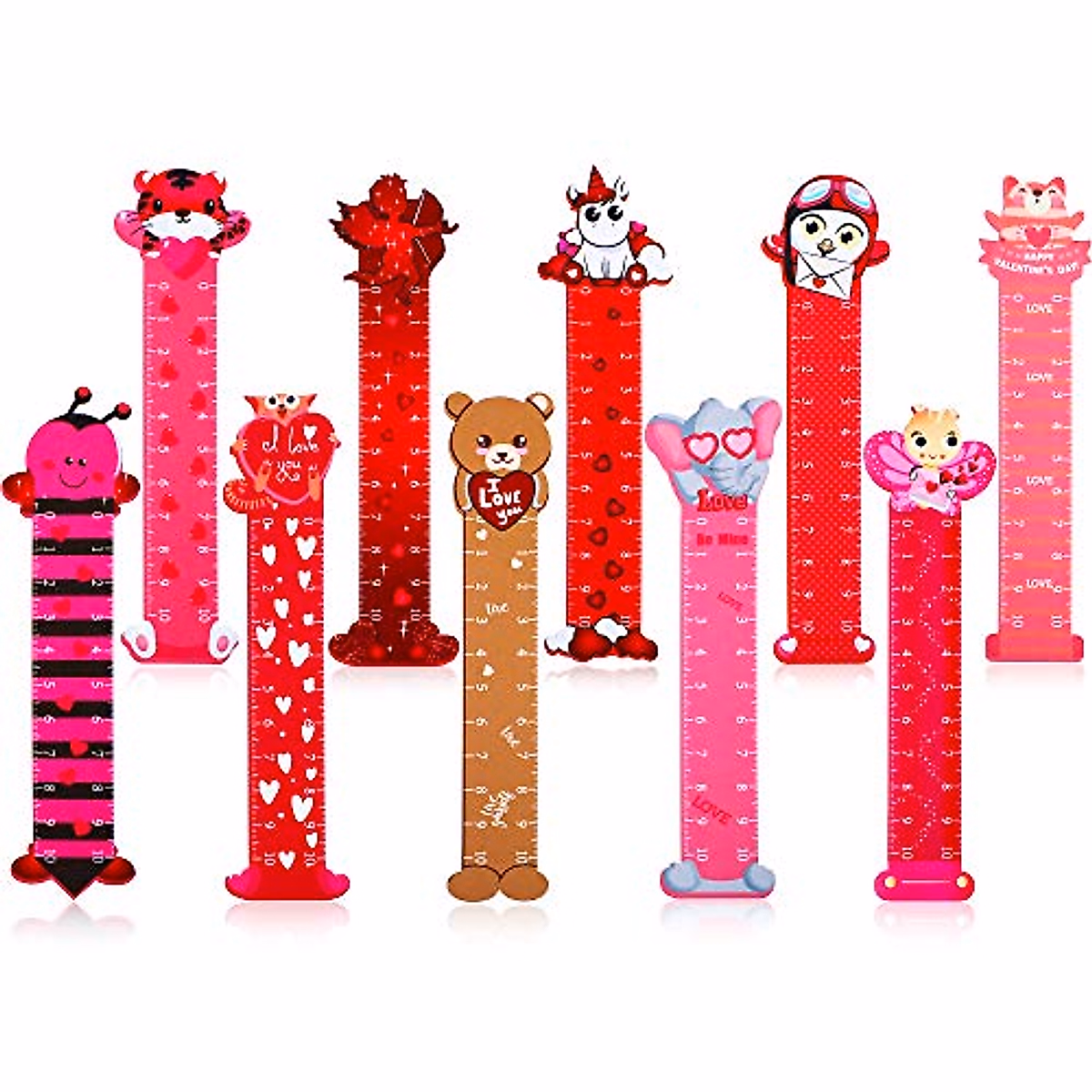 50 Valentine’s Day Bookmark Ruler for Happy Valentine Day Teacher Prizes Classroom Students 10 Styles Holiday Giveaway Goodie Gift, Classroom Rewards, Heart Valentine Party Favor
