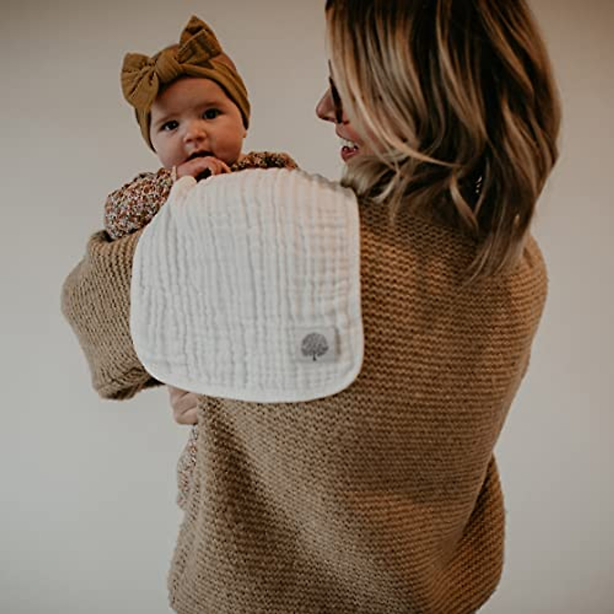 Parker Baby Muslin Cotton Burp Cloths - 5 Pack Large Cotton Burping Clothes for Boys, Girls, Unisex (White)