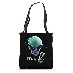 Alien Peace Sigh Hand Cool Space Futuristic-Psychedelic Tote Bag