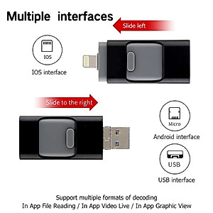 4 in 1 High Speed USB Multi Drive Flash Drive,4 in 1 Drive Photo Stick Omni,Photo Stick Data Storage Drive,Photo Stick for iPhone and Computer,PC and More Devices (Black,64GB)