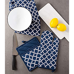 DII Lattice Basics Collection Kitchen Essentials, Potholder Set, Nautical Blue, 2, Piece