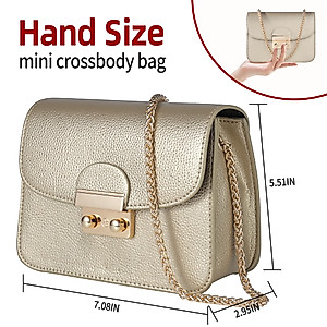 TOYOOSKY Small Purse Crossbody Bags for Women Blue Fashion Handbags for Women Metallic Chain Purse Crossbody Gold Clutch Small Gold Purse in Mini Size