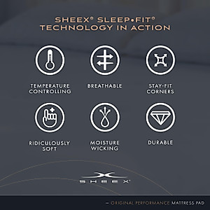 SHEEX Original Performance Cooling Mattress Pad, Ultra-Soft Full Mattress Topper, Deep Pocket Design Fits Mattresses up to 16 Inches, Bright White