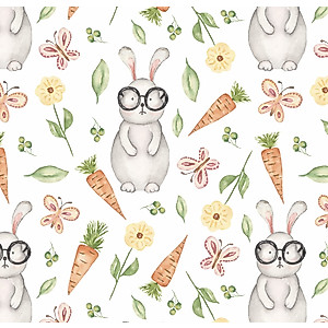 Stesha Party Bunny Rabbit Gift Wrapping Paper - Folded Flat 30 x 20 Inch (3 Sheets)