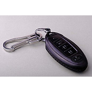 Cadtealir Calfskin Genuine Leather 2000-2018 Infiniti Infinity g35 qx56 fx35 q50 g37 m35 qx60 i35 qx80 q60 qx30 Key fob Cover case Holder only for 5 Buttons (4 Buttons)