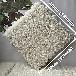 12 Tiles / 12 Sq.Ft / 12 Pcs Interlocking Carpet Tiles, Plush Foam Square Floor Mats, Puzzle Floor Mat for Living Room, Bedroom(Color:Blue+Grey)