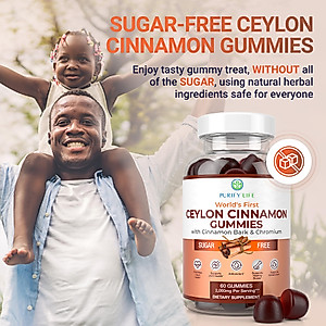 Sugar-Free Ceylon Cinnamon Gummies (2,000mg/Serving) Joint Pain Support Cinnamon Supplement & Brain Health, Vegan, Gluten-Free, Replace Ceylon Cinnamon Capsules, Pills, Powder Extract 60 Chews