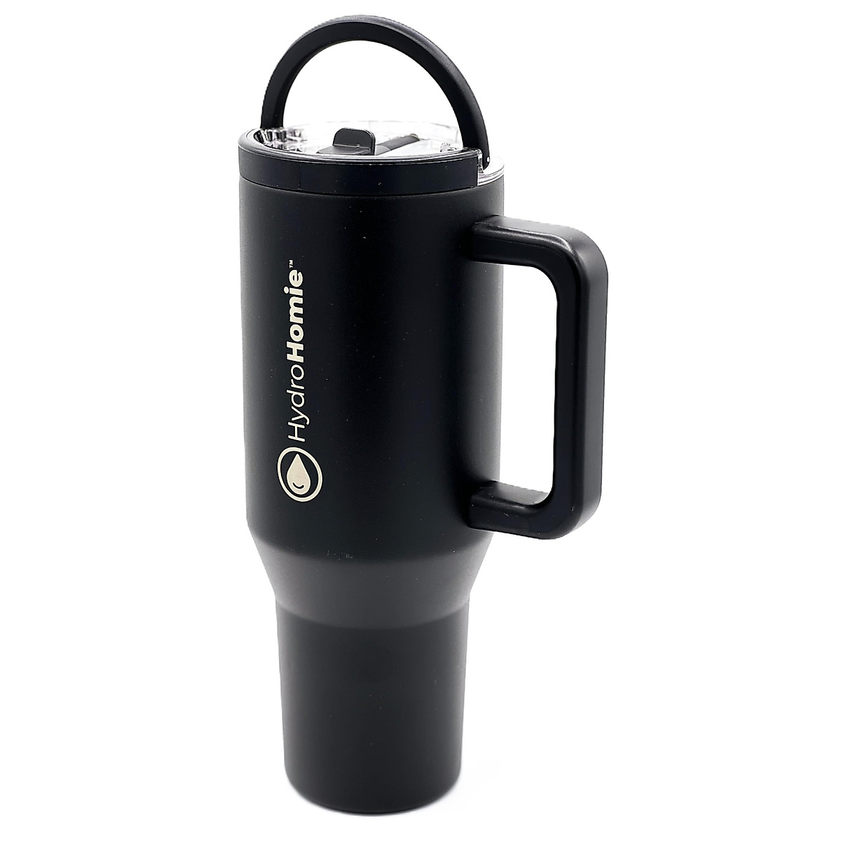 HYDRO HOMIE The Nomad 40oz Tumbler with Flip Straw Lid and Rubber Base – Travel Car Cup Holder Friendly, 100% Leak Resistant - Black Onyx