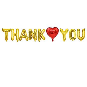 KUNGOON THANK YOU Balloons,Bridal Shower Wedding Anniversary Engagement Bunting Party Decoration Photo Prop(gold).