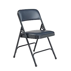 National Public Seating (4 Pack) NPS 1200 Series Premium Vinyl Upholstered Double Hinge Folding Chair, Dark Midnight Blue