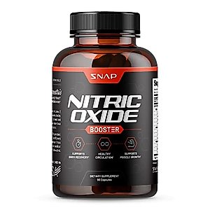 Snap Supplements Nitric Oxide Booster Pre Workout, Muscle Builder, 1500mg L Arginine L Citrulline Formula, Nitric Oxide Supplement for Men, Improve Blood Flow & Circulation (90 Count)