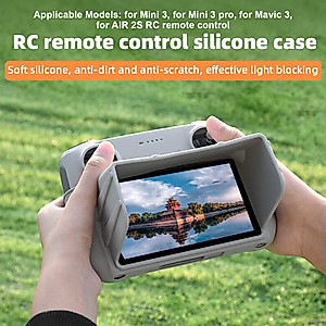 Drone Controller Silicone Cover, Precise Hole Anti Scratch Anti Drop Drone Controller Shading Hood Anti Deformation 3 Sides Blackout for Outdoor Shooting(Gray)