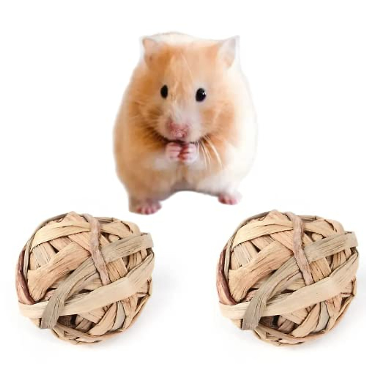 8PCS Small Animals Play Balls, Chew Grass Balls & Rolling Chew Toys for Bunny, Improve Pets Dental Health for Rabbit, Chinchilla, Guinea Pigs, Hamsters, Gerbils, Rats, Mice