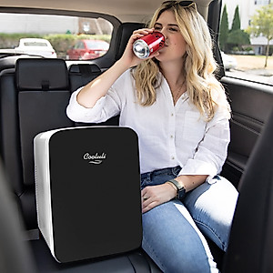 Cooluli 15L Mini Fridge for Bedroom - Car, Office Desk & College Dorm Room - 12v Portable Cooler & Warmer for Food, Drinks, Skincare, Beauty & Makeup - AC/DC Small Refrigerator with Glass Front, Black